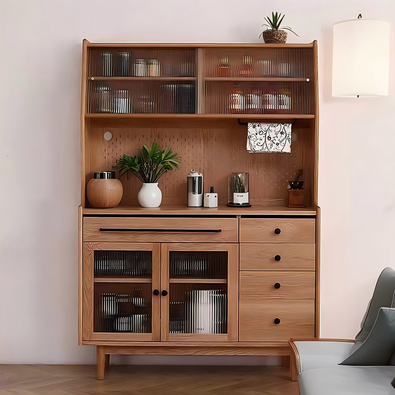 Brass Foam Simple Solid Oak Storage Sideboard | Wayfair